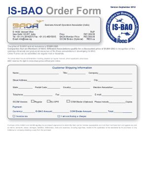 Fillable Online ibac IS-BAO Order Form - IBAC - ibac Fax Email Print ...