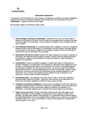 Fillable Online Submission Agreement - Emerson Fax Email Print - pdfFiller