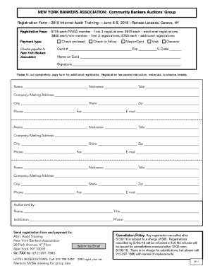 Fillable Online Registration Form 2016 Internal Audit Training June 68, 2016 Ramada Lakeside ...
