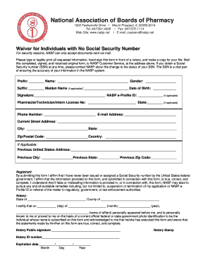Fillable Online Waiver for Individuals with no Social Security Number ...