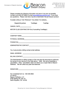 Fillable Online Cancel form - beaconsoftcocom Fax Email Print - pdfFiller