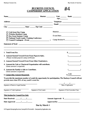 Fillable Online buckeyecouncil 4 INSTRUCTIONS FOR COMPLETING THE BUCKEYE COUNCIL Fax Email Print ...