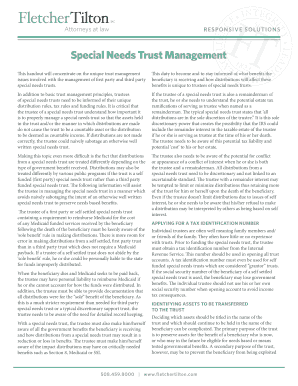 Fillable Online Special Needs Trust Management Fax Email Print - pdfFiller