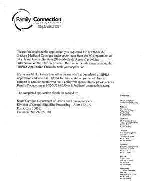 Fillable Online familyconnectionsc TEFRA Application Checklist - Family ...