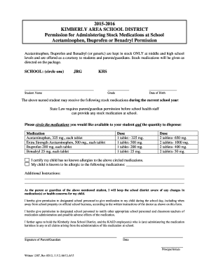 Fillable Online Acetaminophen, Ibuprofen or Benadryl Permission Fax Email Print - pdfFiller