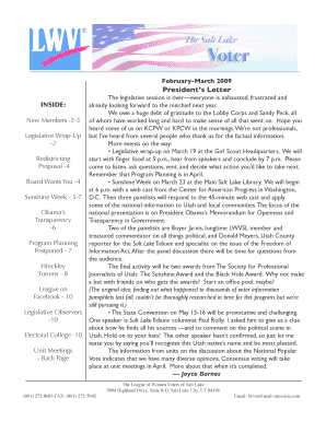 Fillable Online February-March 2009 Presidents Letter Fax Email Print ...