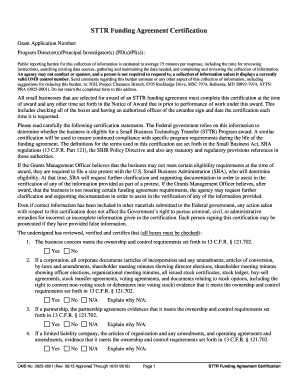 Fillable Online grants nih STTR Funding Agreement Certification Fax ...