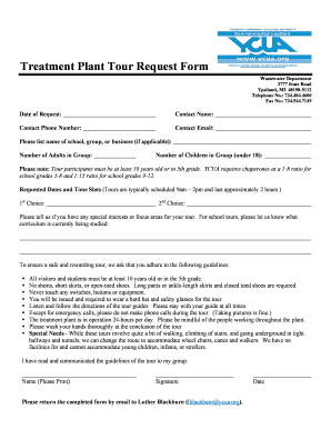 Fillable Online Tour Request Form - Ypsilanti Community Utilities ...