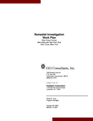 Fillable Online Remedial Investigation Work Plan - National GridGlen Cove Fax Email Print ...