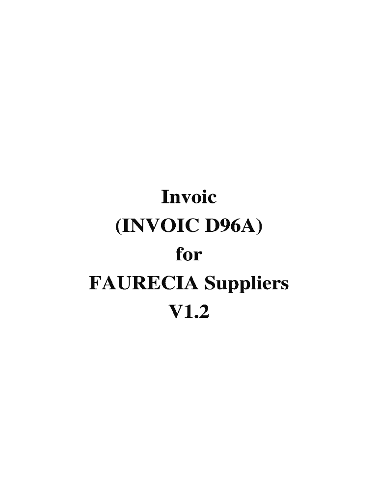 Fillable Online Invoic INVOIC D96A for FAURECIA Suppliers V1 Fax Email ...