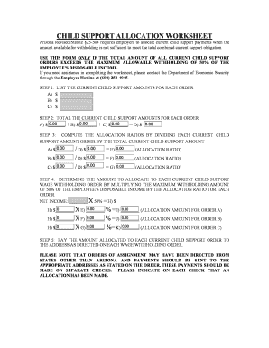 Fillable Online familysupportcenter maricopa CHILD SUPPORT ALLOCATION ...