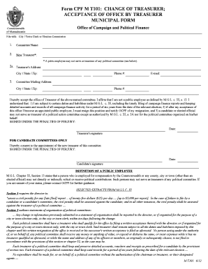 Fillable Online Form CPF M T101 CHANGE OF TREASURER Fax Email Print ...