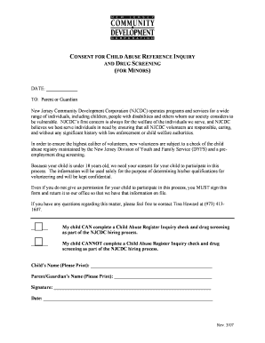 Fillable Online njcdc Consent for CARI Drug Screening for Minorsdoc Fax ...