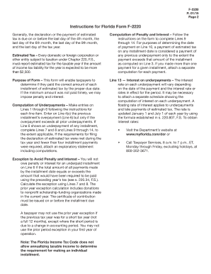 Fillable Online Instructions for Florida Form F-2220 Fax Email Print ...