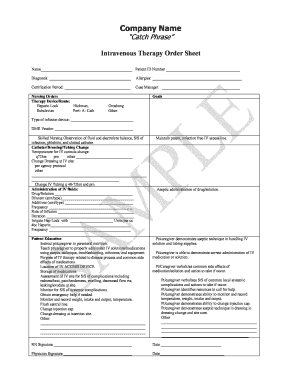 Fillable Online IV Therapy Order - Home Health Forms Fax Email Print ...