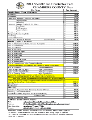 Fillable Online Copy of 2014 Chambers Co Constable Fees.xlsx Fax Email ...