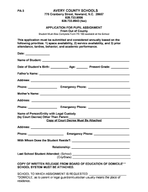 Fillable Online averyschools PA-3 Fax Email Print - pdfFiller
