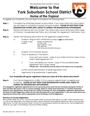 Fillable Online yssd Blank Registration Forms - York Suburban School ...