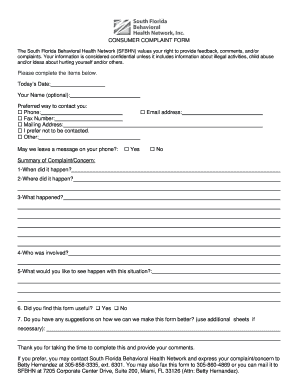 Fillable Online CONSUMER COMPLAINT FORM- final 07 05 11-v 2doc Fax ...