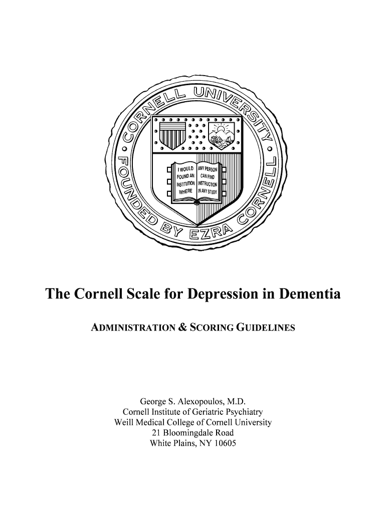 Fillable Online The Cornell Scale for Depression in Dementia Fax Email ...