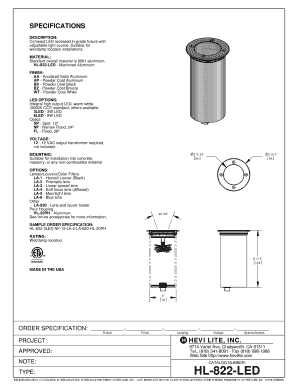 Fillable Online HL822-LED SPEC SHEET - Sheet1 - Hevi Lite Fax Email ...