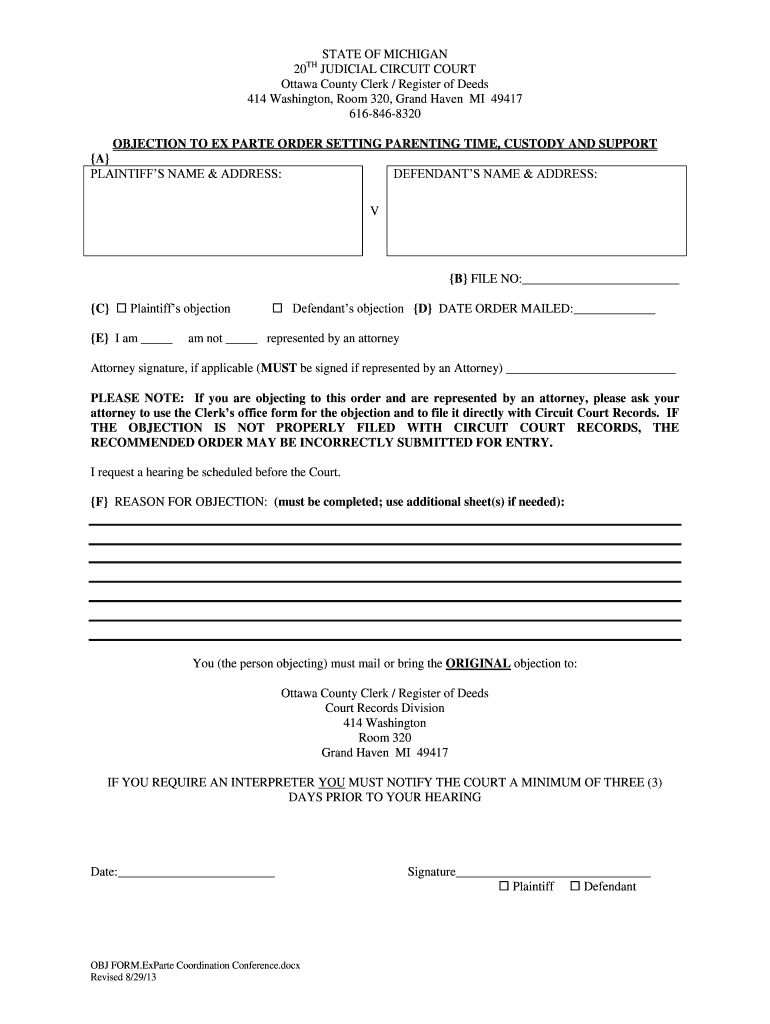 Fillable Online miottawa STATE OF MICHIGAN - Ottawa County Michigan Fax ...