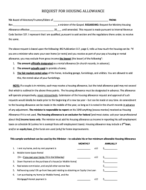 Fillable Online REQUEST FOR HOUSING ALLOWANCE - The Ledger Group Fax ...