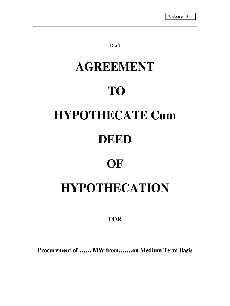 Fillable Online AGREEMENT TO HYPOTHECATE Cum DEED OF HYPOTHECATION Fax ...