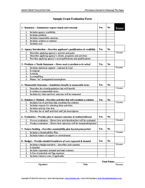 Fillable Online Sample Grant Evaluation Form - 4GrantsNet Fax Email ...