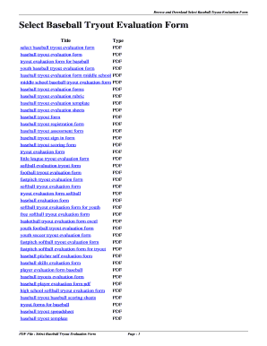 Fillable Online Select Baseball Tryout Evaluation Form - newbie ...
