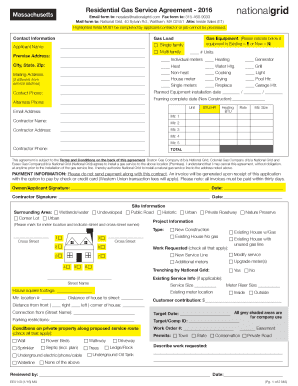 Fillable Online BResidentialb Gas Service bAgreementb - 2016 - National ...