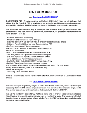 Da Form 346 - Fill Online, Printable, Fillable, Blank | pdfFiller