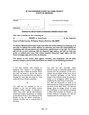 Fillable Online cobbcounty StandingOrderNew.doc Fax Email Print - pdfFiller