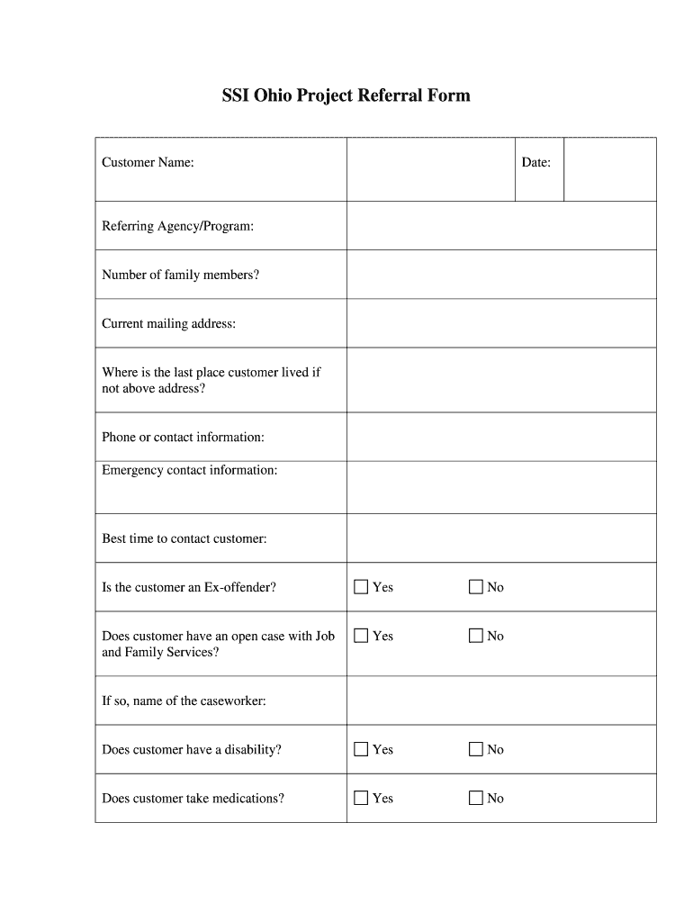 Fillable Online SSI Ohio Project Referral Form - LACCA Fax Email Print ...