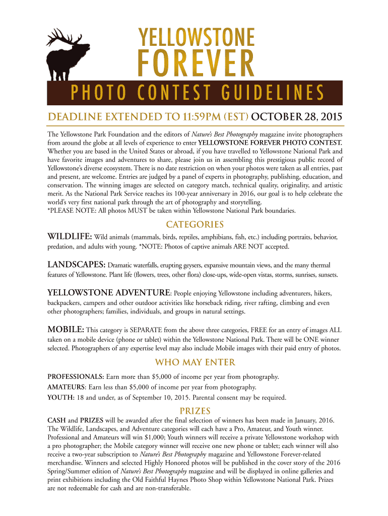 Fillable Online PHOTO CONTEST GUIDELINES - Competition - Galleries Fax ...