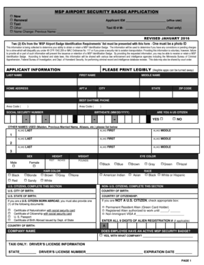 Fillable Online MSP AIRPORT SECURITY BADGE APPLICATION Fax Email Print ...
