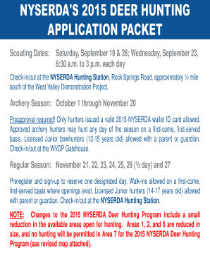 Fillable Online 2015 NYSERDA Deer bHuntingb Program Application Fax ...