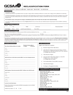 Fillable Online RECLASSIFICATION FORM - gcsaaorg Fax Email Print ...
