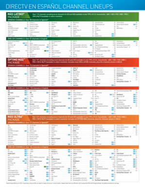 Fillable Online DIRECTV EN ESPAOL CHANNEL LINEUPS - ATT Espanol Fax ...