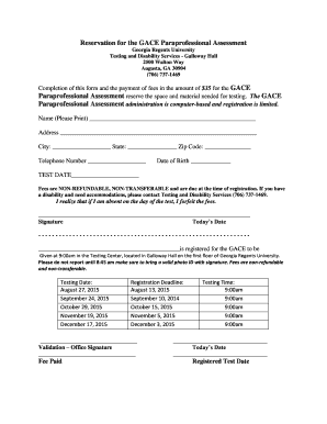 Fillable Online Reservation for the GACE Paraprofessional Assessment ...