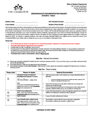 Fillable Online finaid uncc BParentb - Financial Aid - UNC Charlotte ...