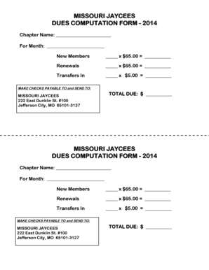 Fillable Online Dues Computation Form - Missouri Jaycees Fax Email ...