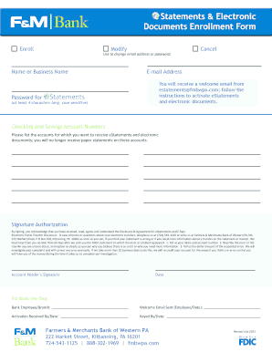 Fillable Online Statements Electronic Documents Enrollment Form Fax ...