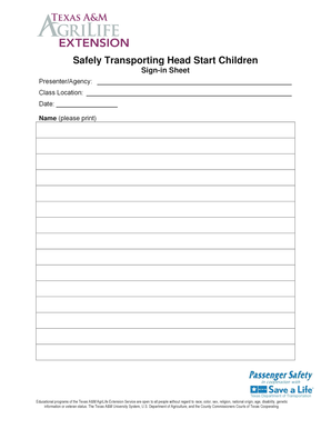 Fillable Online fcs tamu Safely Transporting Head Start Children - Sign ...