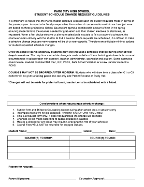 Fillable Online pchs pcschools Student Schedule Change Request Form ...