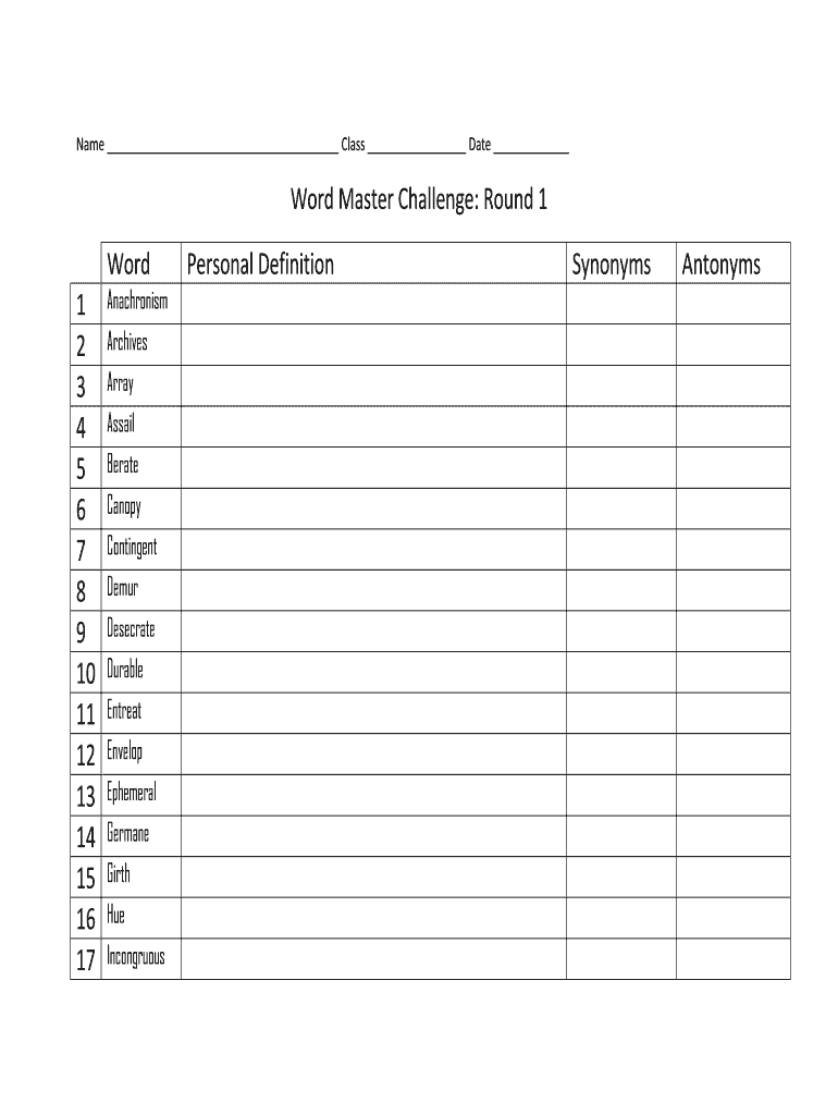 Fillable Online teachers mapsnet Word Personal Definition Synonyms ...