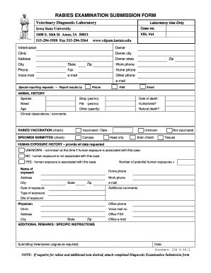 Fillable Online RABIES EXAMINATION SUBMISSION FORM - vetmediastateedu ...