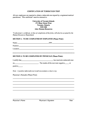 Fillable Online CERTIFCATION OF TUBERCULIN TESTdoc Fax Email Print ...