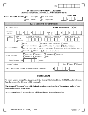 Fillable Online bcmhc SC DEPARTMENT OF MENTAL HEALTH MEDICAL RECORDS ...
