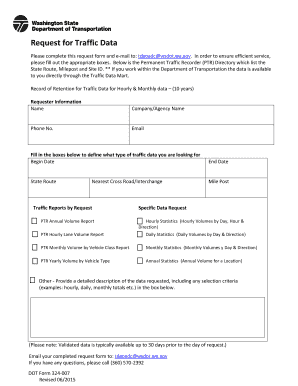 Fillable Online wsdot wa Request For Traffic Data Request For Traffic ...